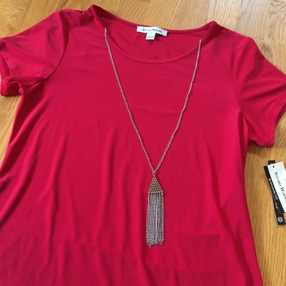 Studio Works | Tops | Nwt Studio Works Red Top With Triangle Necklace ...